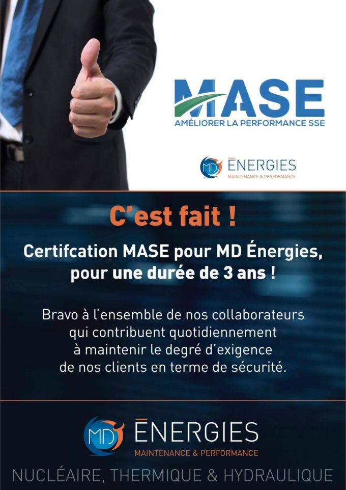 Obtention du MASE pour 3 ans - MD Energies
